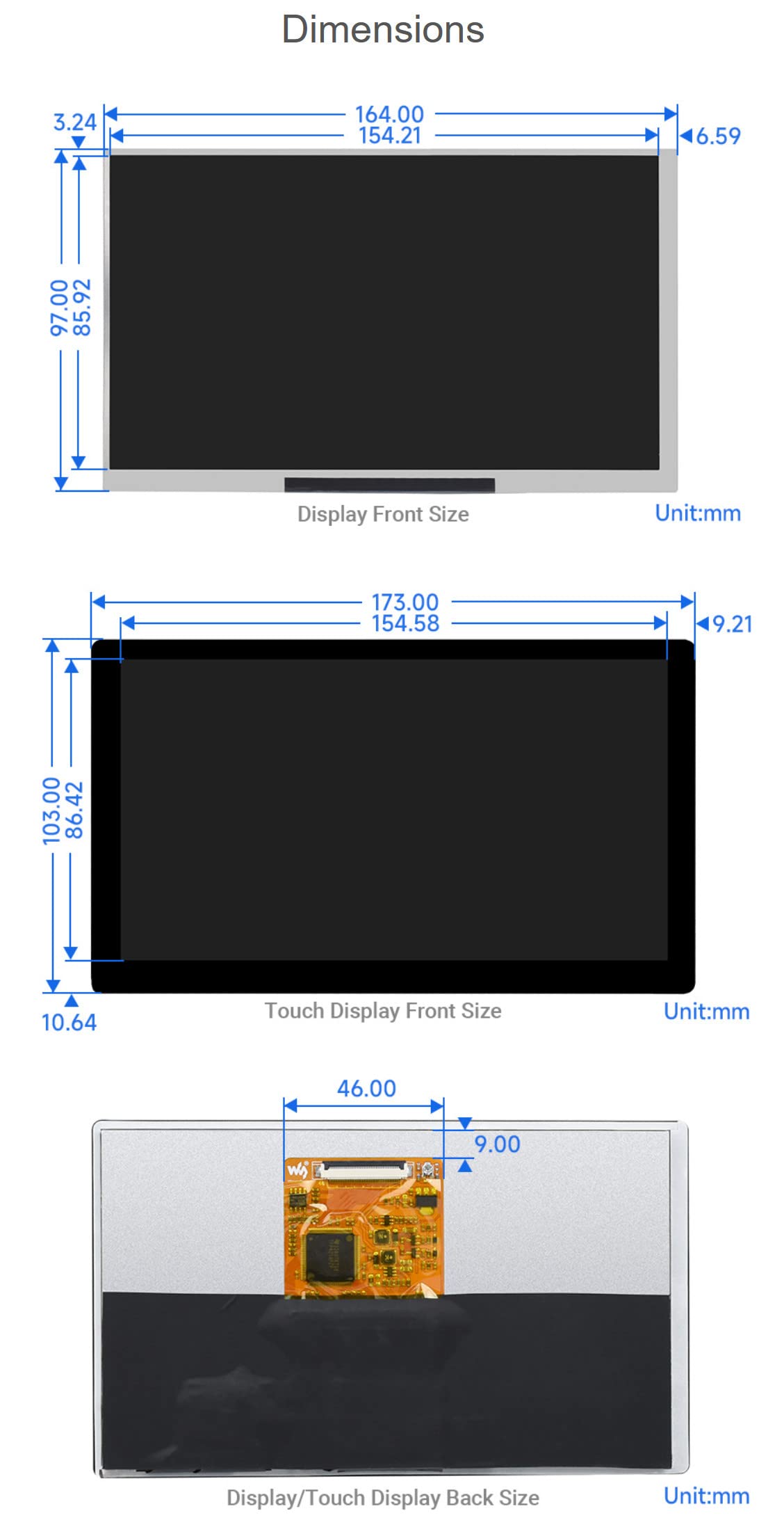 XYGStudy 7inch QLED 1024x600 Integrated Display Supports Raspberry Pi 4B/3B+/3B/2B/B+/A+/Zero/Zero W/WH/Zero 2W and Jetson Nano and Windows PC (No Touch), Thin and Light Design (70H-1024600-QLED-A)