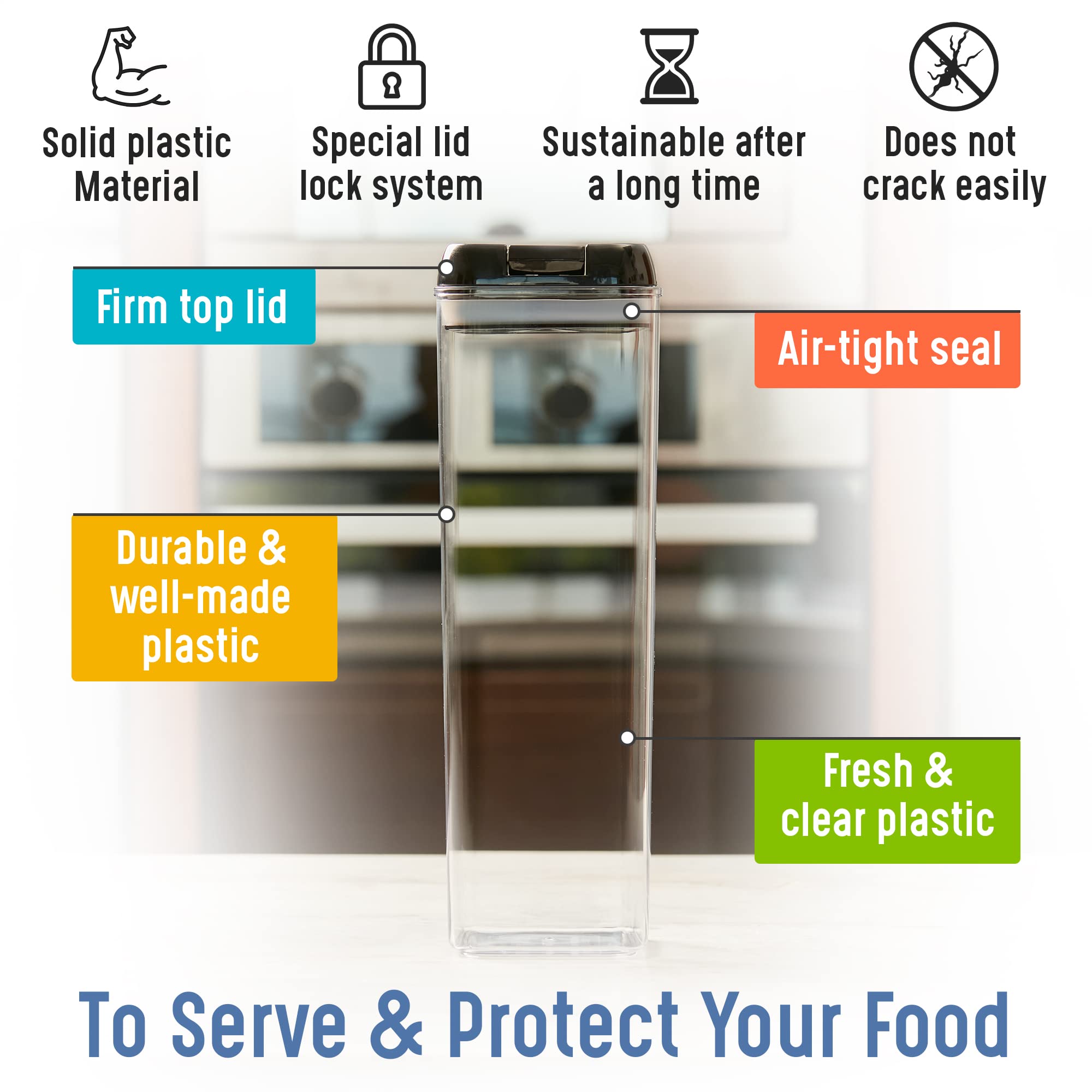 RedWoodBest Airtight Food Storage Containers Durable Food Containers to Keep Food Fresh β Tidy Your Kitchen Using Our Pantry Storage β Airtight Containers for Organizing - 3pc set