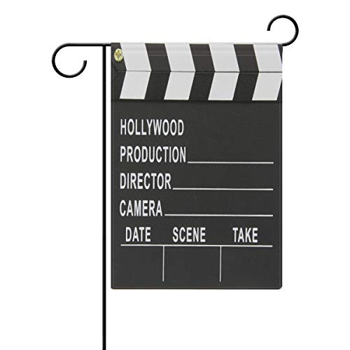 Lyetny Movie Cinema Lapper Board Garden Yard Flag Polyester Fabric Home Decorative Flags, 12x18 in (Without Flagpole)