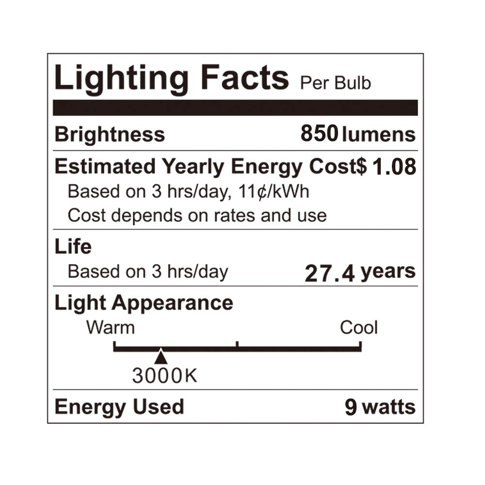 NAWVACE Light Bulb LED Outdoor Lighting, Warm White 3000K, 9W(60W Equivalent) 900LM E26 A19, 6-Pack