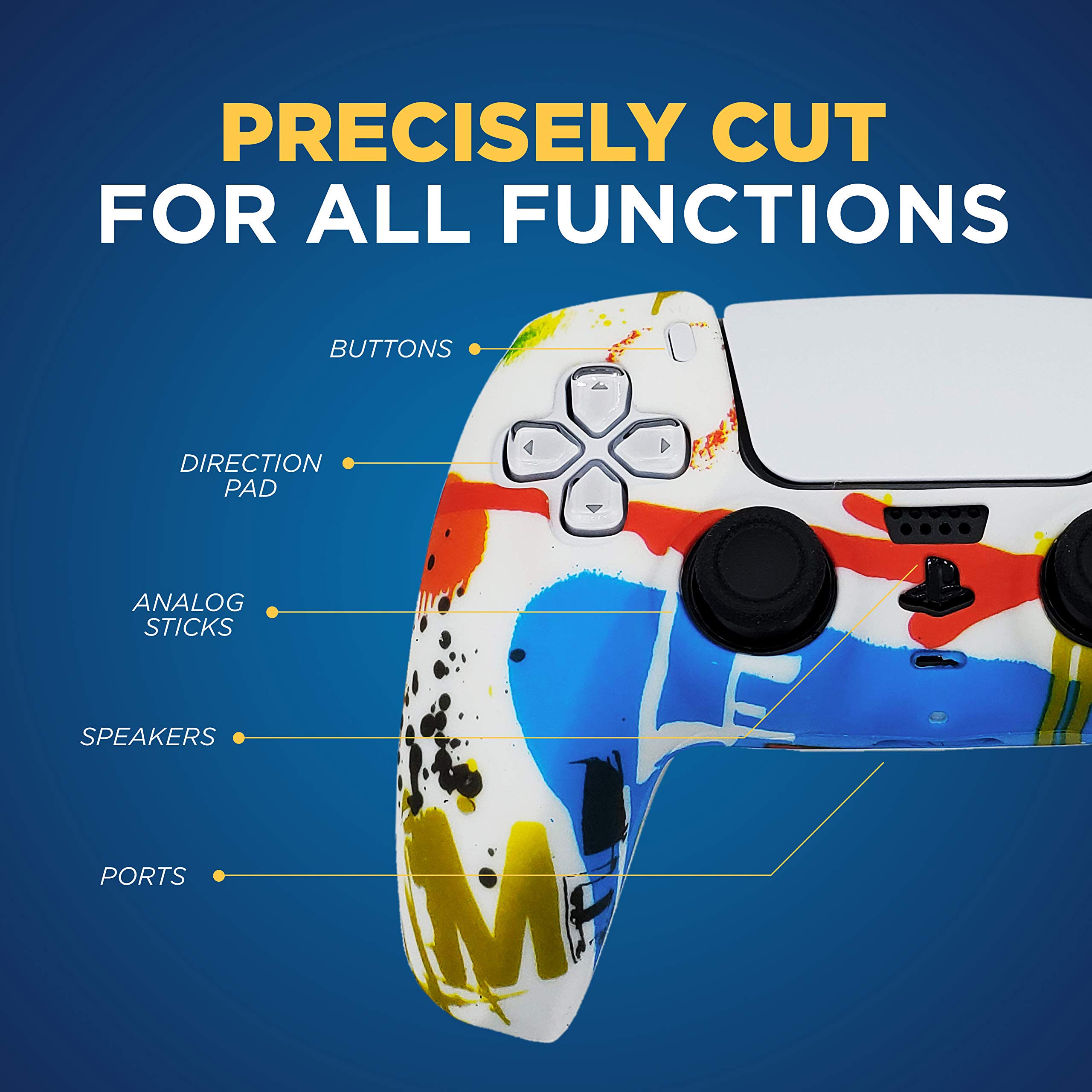 PS5 Silicone Gel Grip Controller Cover Skin Protector (ps5 Dark Strokes) Compatible for Sony Playstation 5, Compatible for Playstation 5 Accessories, Wireless Controller Protector Covers, PS5 Skin