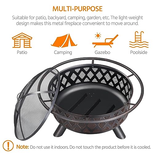 Yaheetech 36in Outdoor Fireplace Wood Burning Firepalce for Bonfire Patio Backyard