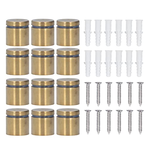 Wall Standoff Mounts, 12 Sets Stable and Reliable Advertising Screws Kit with Expansion Tubes for Photo Frame Hanging for Glass Mounting
