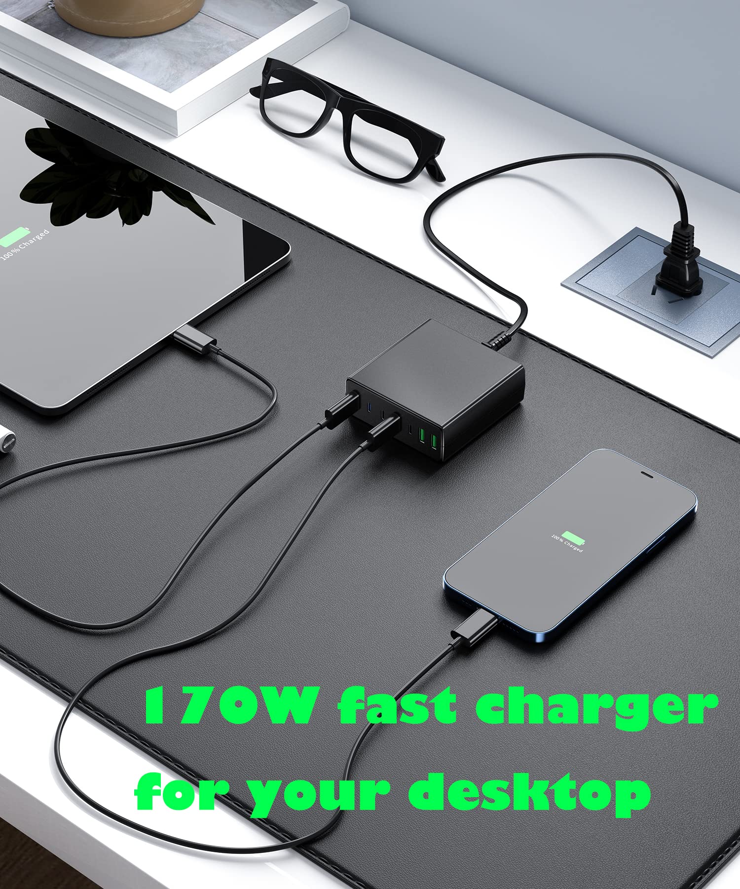 USB C Charger. Sacrack 170W 7 Port Fast Charging Station Laptop Power Adapter Compatible with MacBook Pro/Air, All iPhone 14/13/Mini/Pro/13 Pro Max/12 Galaxy Note20 S22 S21 Pixel 4/3 iPad Pro