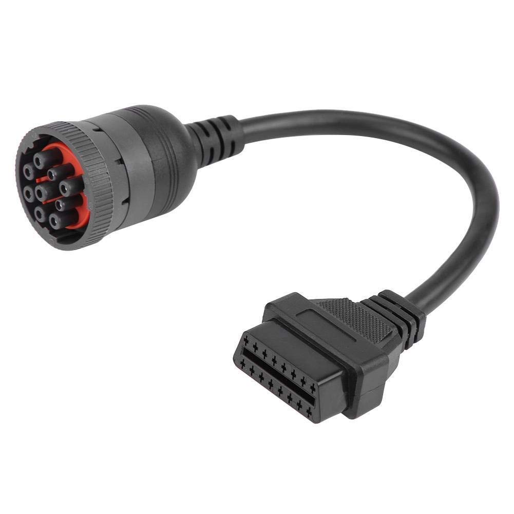 Maxmartt Obd2 9 Pin Adapter,Truck Diagnose Interface Female 16 Pin OBD2 9 Pin Adapter Cable for Automotive Diagnostic Tool