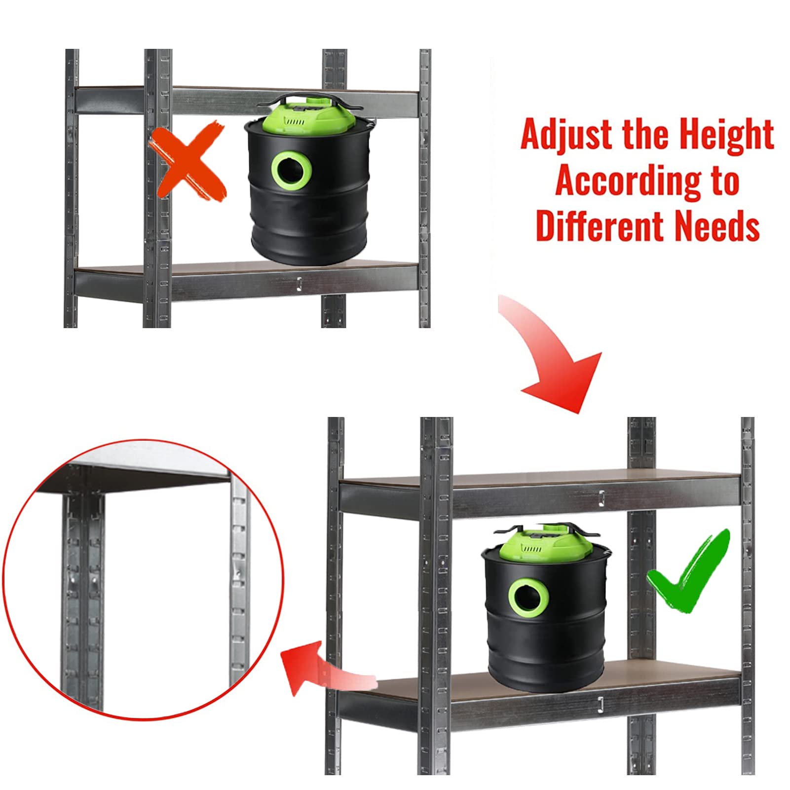 Ymlpre Storage Shelves Heavy Duty, 27.6" Wide Garage Shelving Unit for Storage, 5 Tier Adjustable Metal Rack Organization for Shed Warehouse Basement Pantry, 1650LBS, 5 Tier Black