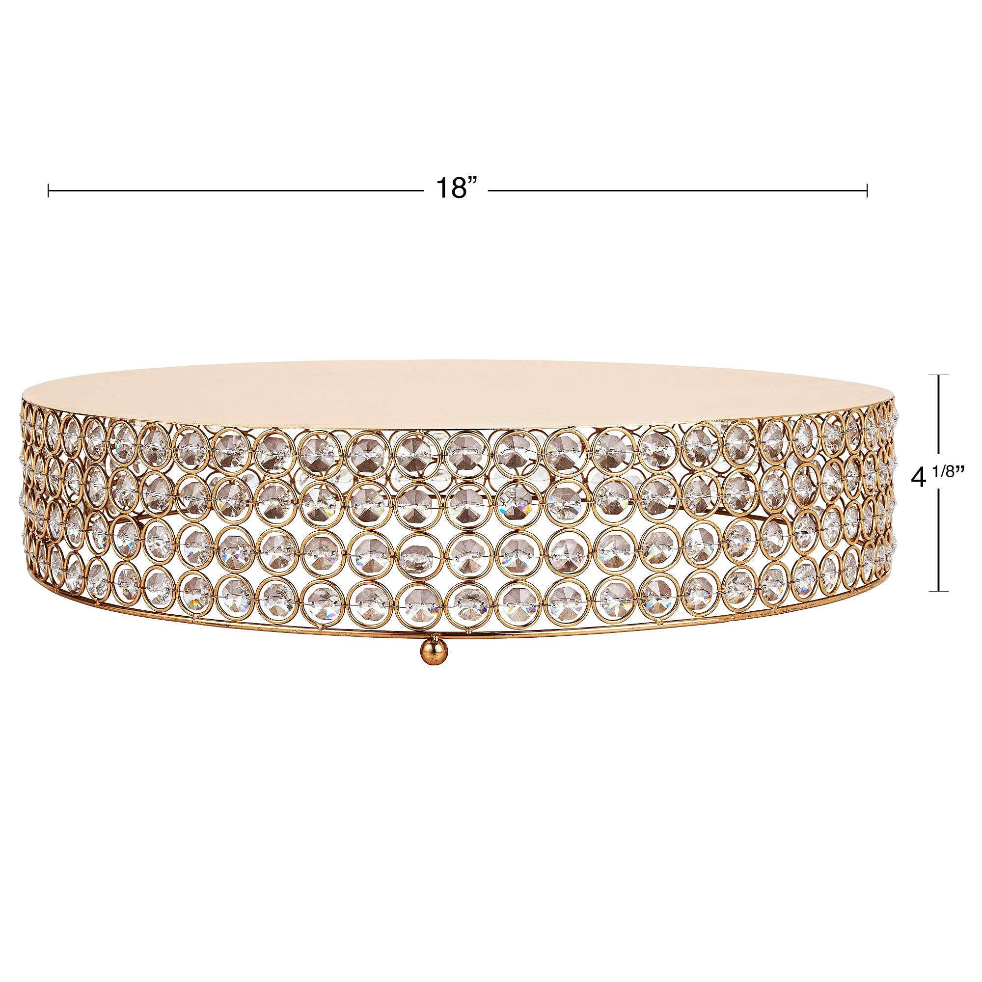 Simply Elegant - 18" Round Crystal Beaded Cake Stand, Large Cake, Dessert Cupcake Pastry Candy Display Plate for Wedding Event Birthday Party Celebration - Gold