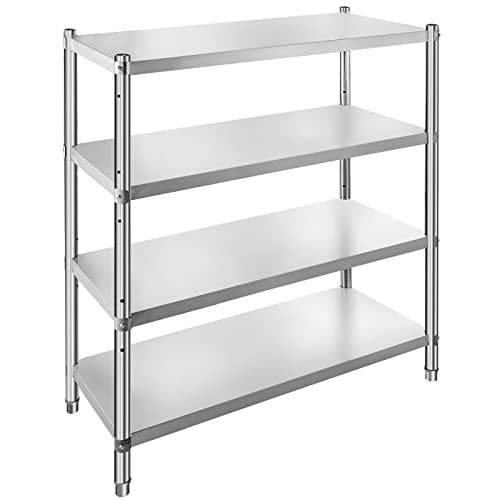 VBENLEM Stainless Steel Shelving 46.8x18.5 Inch 4 Tier Adjustable Shelf Storage Unit Stainless Steel Heavy Duty Shelving for Kitchen Commercial Office Garage Storage 330lb Per Shelf