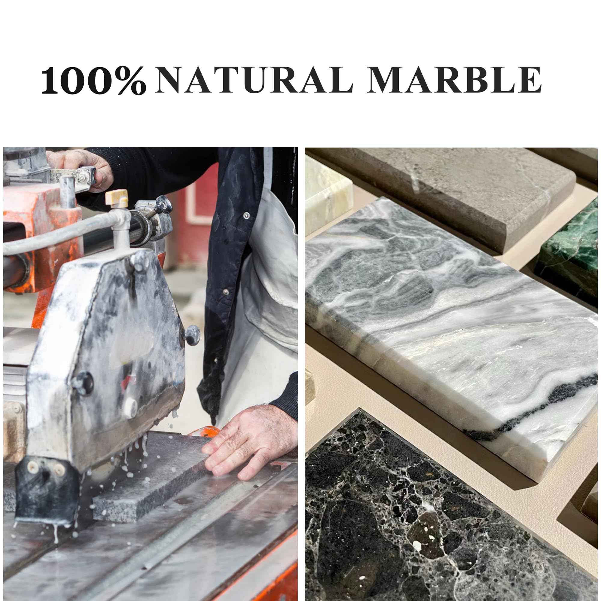 YMXYJM 100% Natural Marble Tray for Bathroom, Genuine Marble Stone Vanity Tray, Luxury Storage Trays for Kitchen, Vanity, Home Decor, Dresser, Non-Resin/Non-Ceramic, 12"x 8"x 1.2", Dark Green