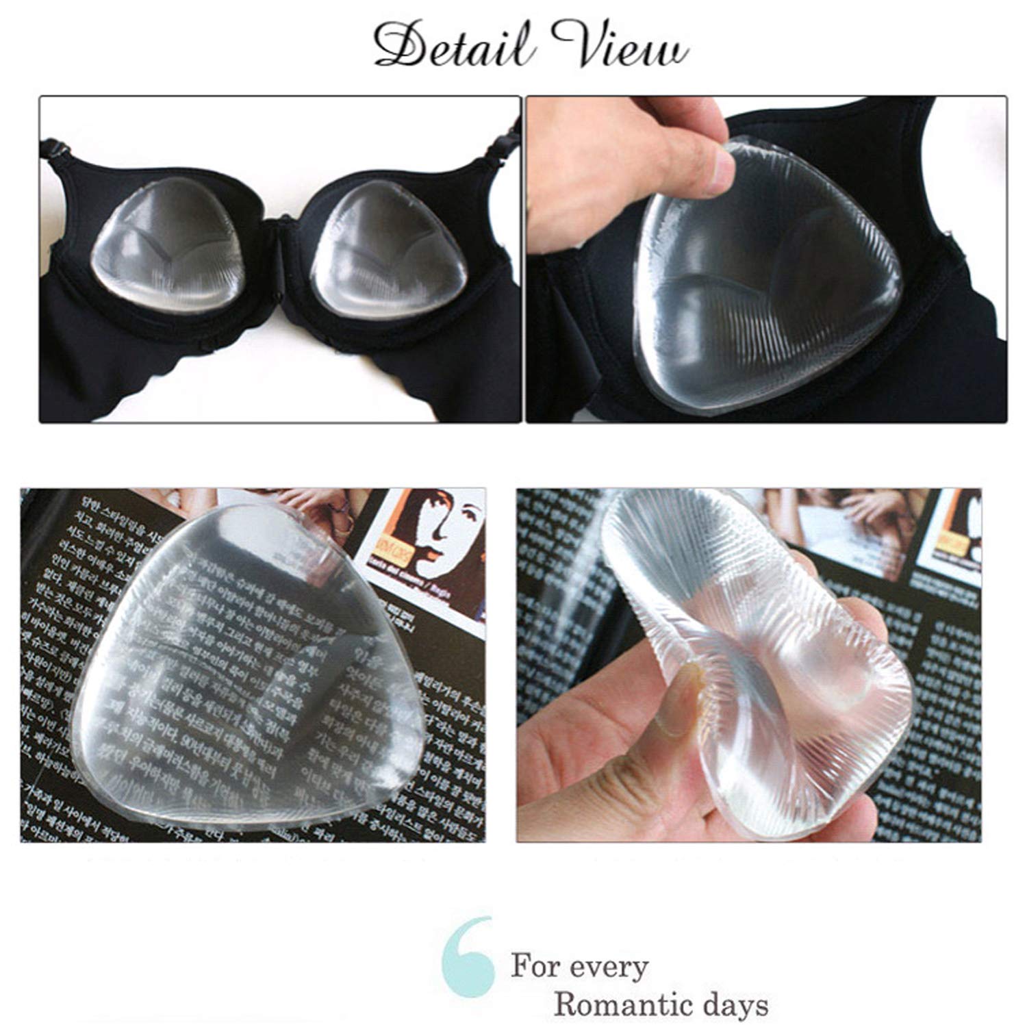 LZWIN Waterproof Silicone Triangle Bra Inserts - Soft Push Up Enhancer Pads for Summer Swimsuits & Bikini