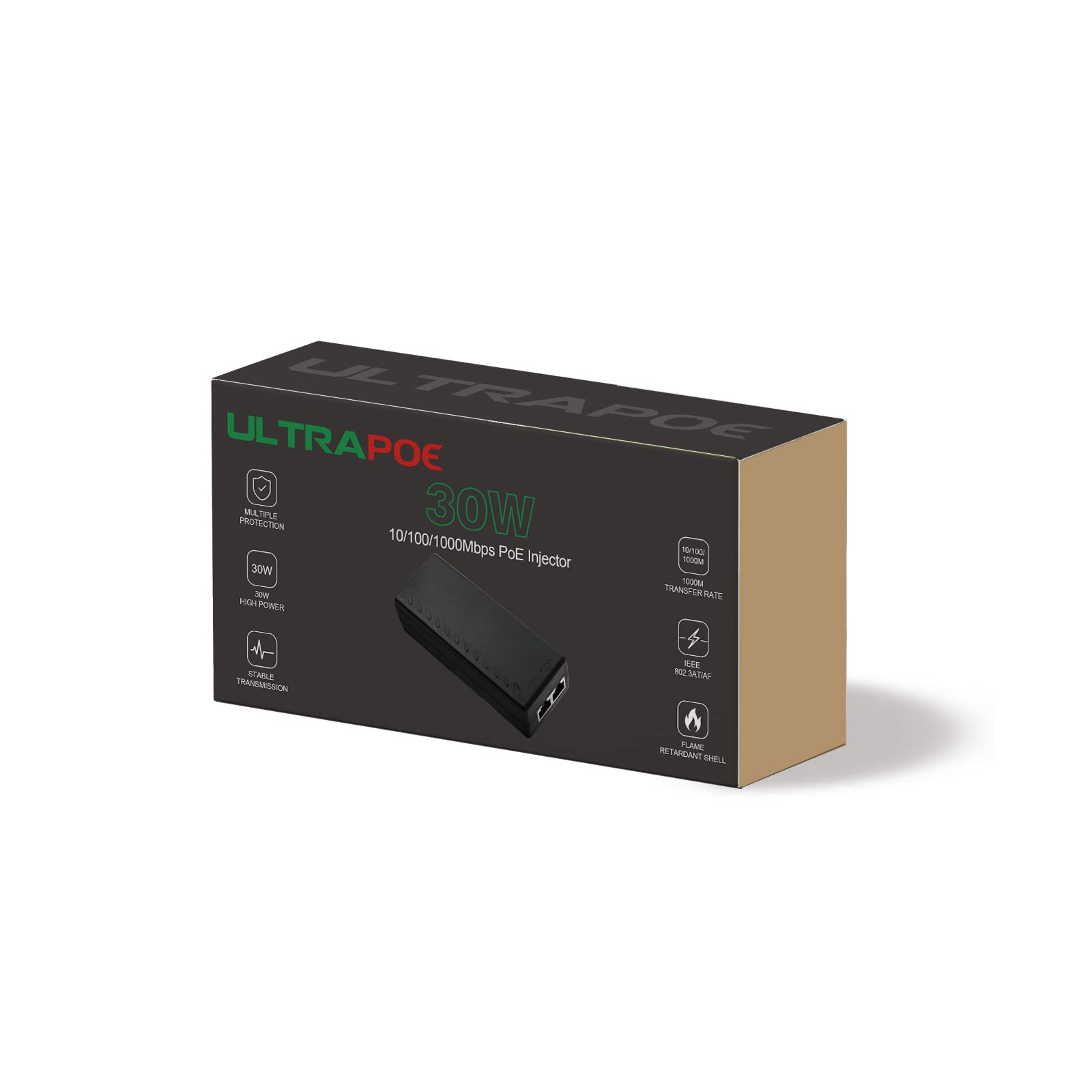 UltraPoE Gigabit PoE Injector/PoE Adapter,10/100/1000Mbps,30W ethernet poe Injector 48V / IEEE 802.3at/af Compliant , Ubiquiti Ultra Tech,Up to 100M (328ft) for CCTV Camera