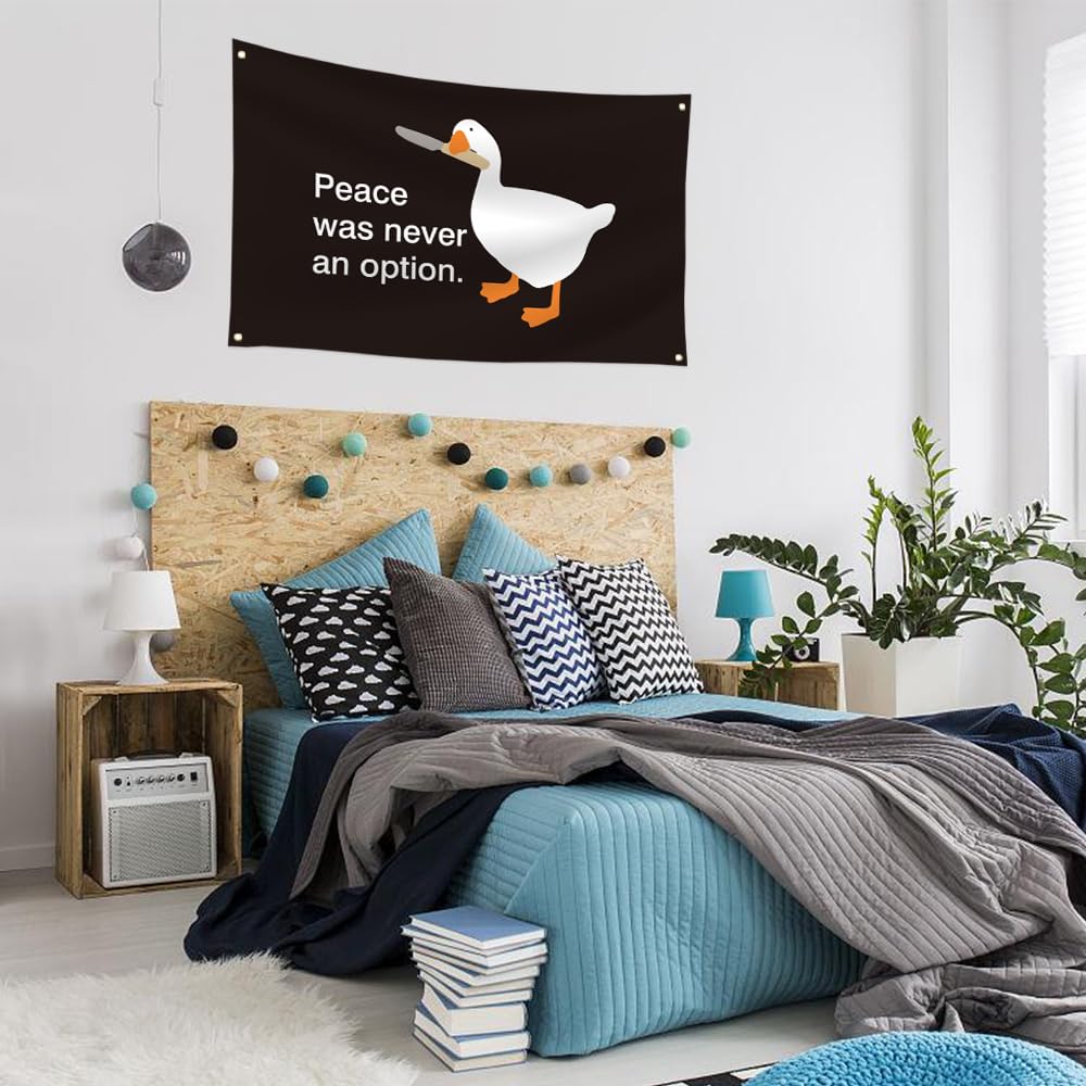 LLDOR Peace Was Never An Option Funny Flag 3X5 Feet Flag Banner 4 Brass Grommets, For College Dorm Room Bedroom Decor…