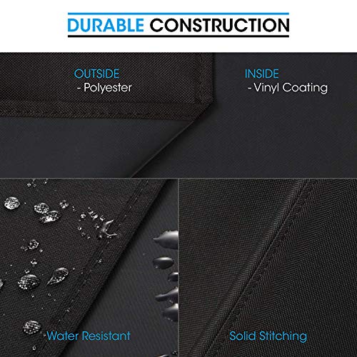 Unicook Square Fire Pit Cover 38 Inch, Heavy Duty Waterproof Fire Table Cover, Outdoor Firepit Cover with Drawstring and Handles, Fade Resistant Material, All Weather Protection, Black