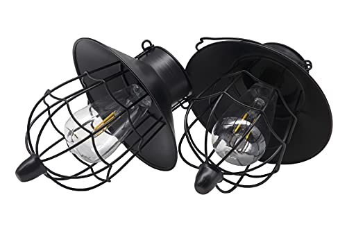 YAKii 2 Pack Solar Lantern Hanging Waterproof Outdoor Metal Solar Lamp with Warm White Light Decorate for Yard Garden Pathway Patio Porch Decor (Black)