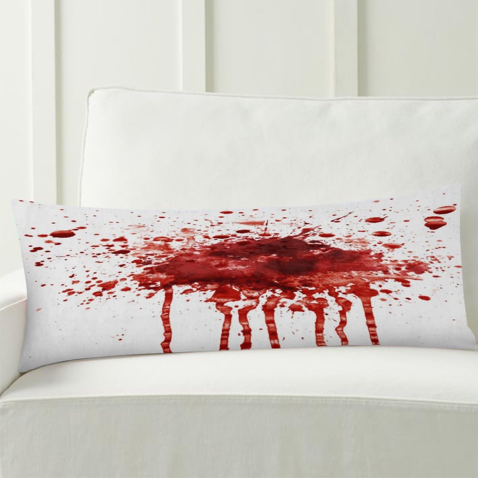 Lycomify Body Pillow Cover,Funny Splattered Blood Stain Horror Halloween Printed Long Pillow Cases Protector with Zipper Decor Soft Large Covers Cushion for Beding,Couch,Sofa,Home Gift 20"x54"