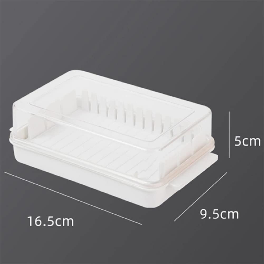 Quantitative Cutting Butter Dish, Plastic Butter Dish With Dividable Lid, Butter Airtight Preservation Container Box,Keeper Container for Freezer Countertop Butter Storage and Accurate Cutting (White)