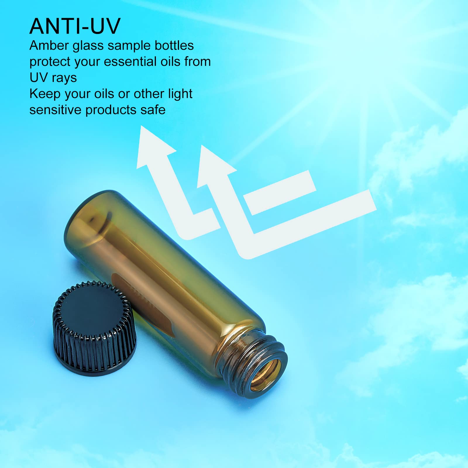 XZSIBIDE 5ML Vials with Caps Pack of 50, Amber Glass Dropper Bottle,Vials Dropper Bottle With Screw Caps,Can Be Used In Labs and Essential Oil Storage