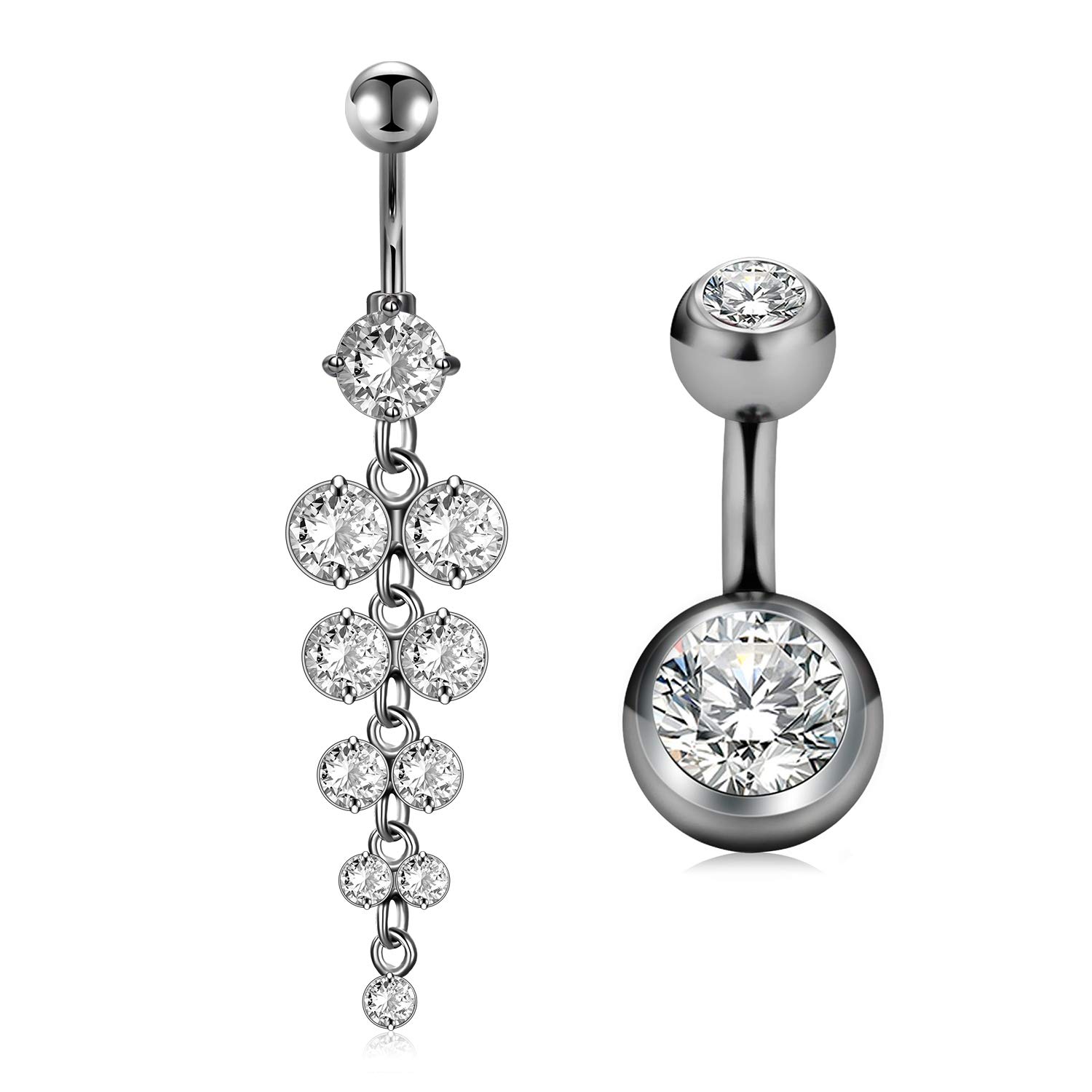 Mayhoop 14g G23 Titanium Belly Button Rings 6mm 10mm Belly Navel Rings Piercing Barbell For Women