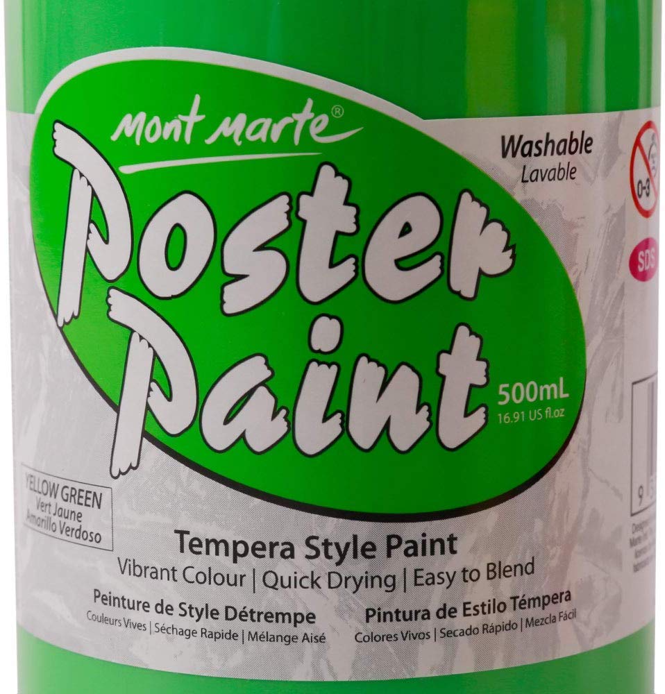 Mont Marte Tempera Paints Set for Kids (16.67oz/500ml), 12 Vibrant Colours for Arts, Crafts and Posters
