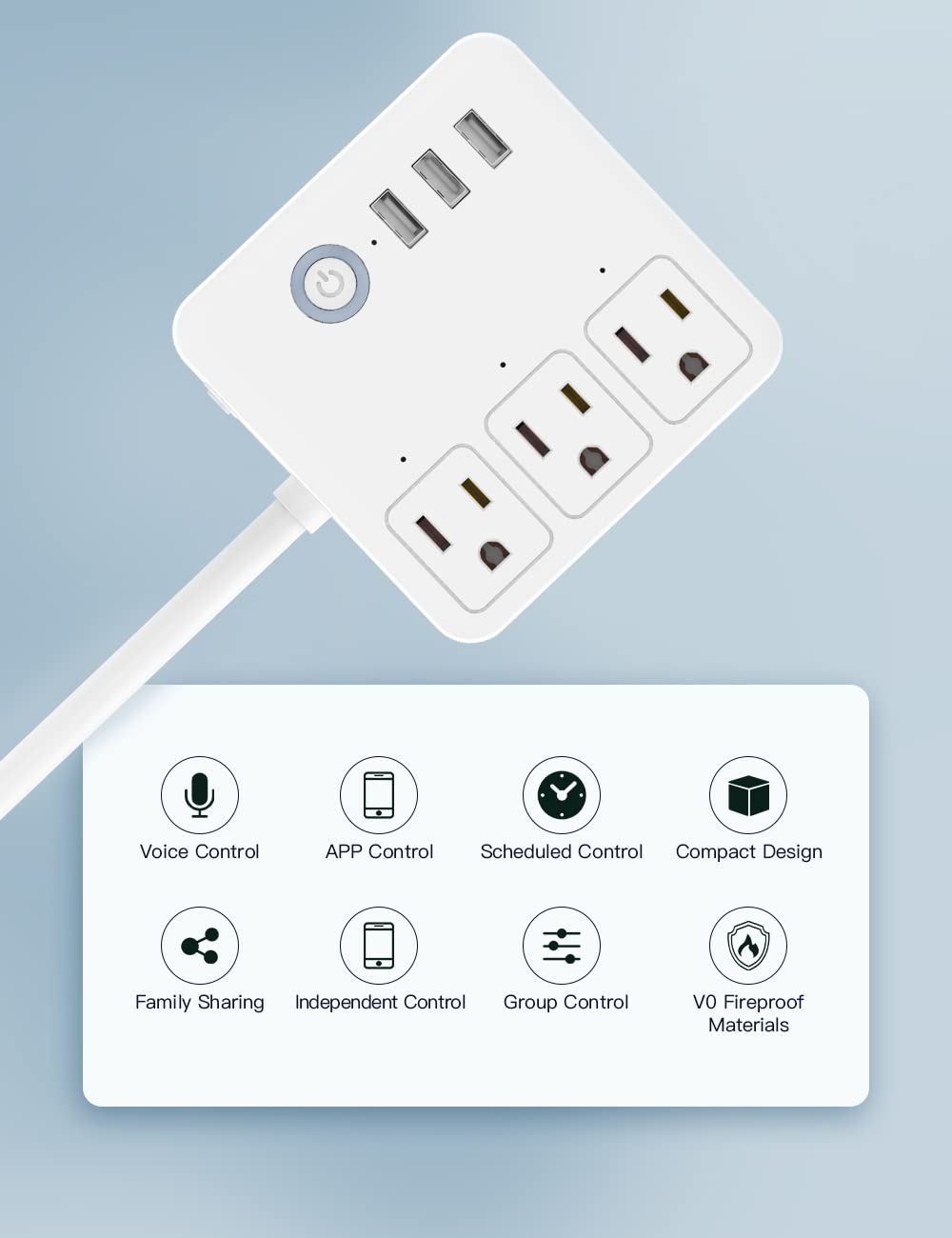Smart Power Strip, Maxcio USB Surge Protector Compatible with Alexa & Google Home, Smart Outlets with 3 USB Ports, APP Individual Control, Smart Home Office Multi-Plug Extension Cord for Home, Travel