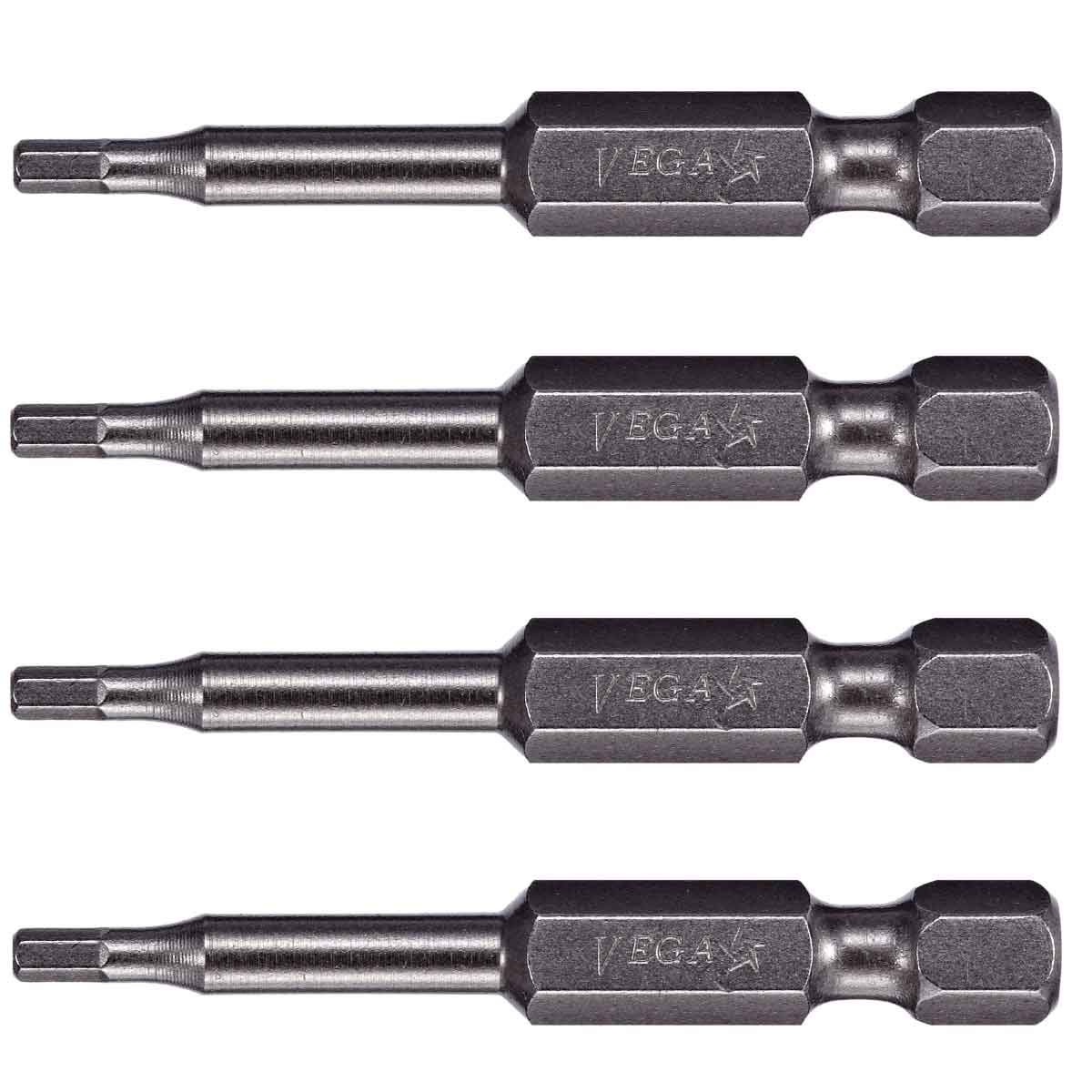 VEGA 3/32" Hex Power Bits. Professional Grade ¼ Inch Hex Shank 3/32", 2 Inch Power Bits. 150H0664A-4 (Pack of 4)
