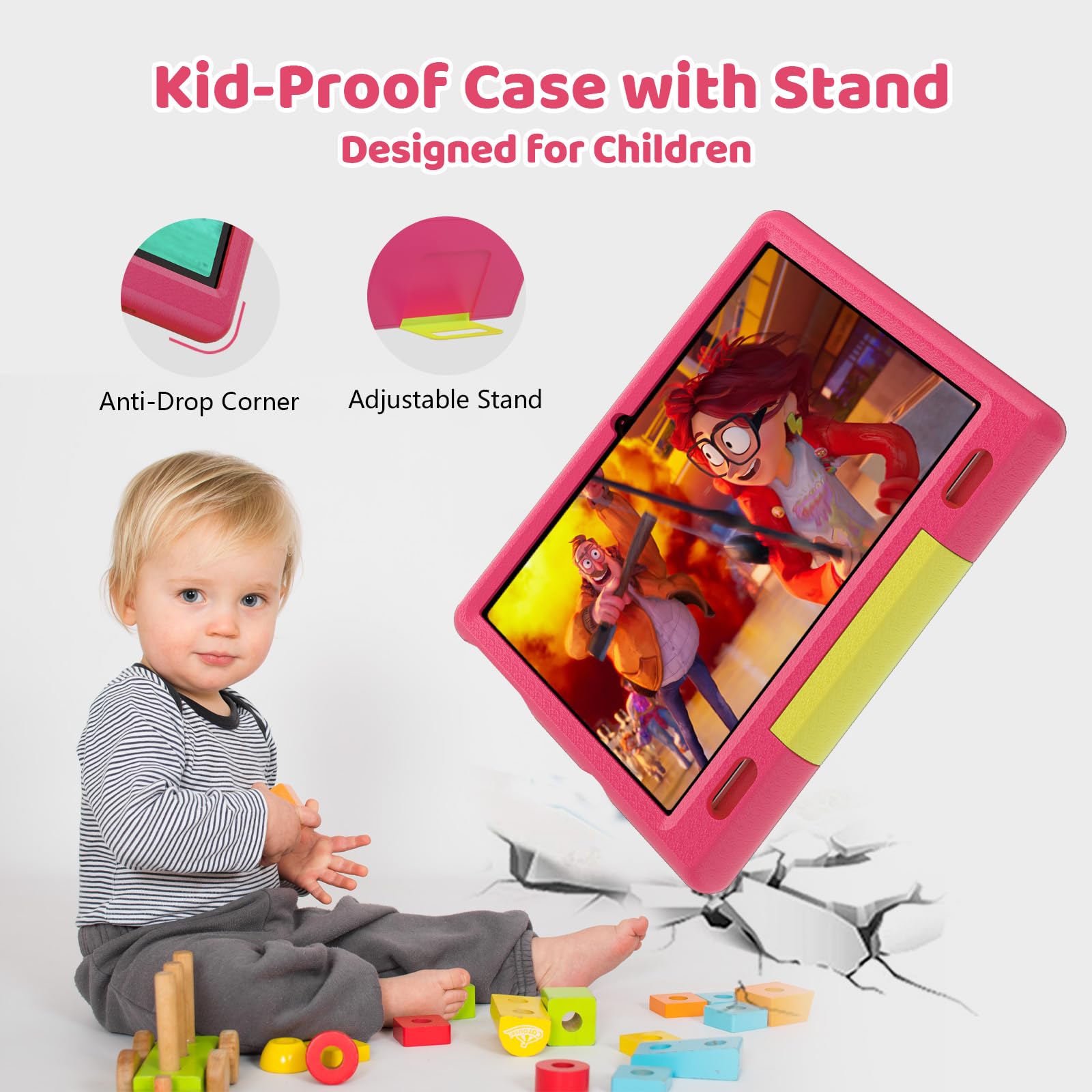 Mouikei Kids Tablet, 10 Inch Tablet for Kids, 2GB+32GB Android 12 Kids Tablets with Case, WiFi, Parental Control Mode, Dual Camera,1-Year Warranty