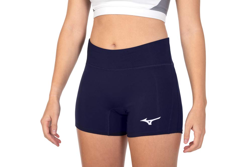 Mizuno womens Elevated 4" Inseam Volleyball Shorts, Navy, X-Small