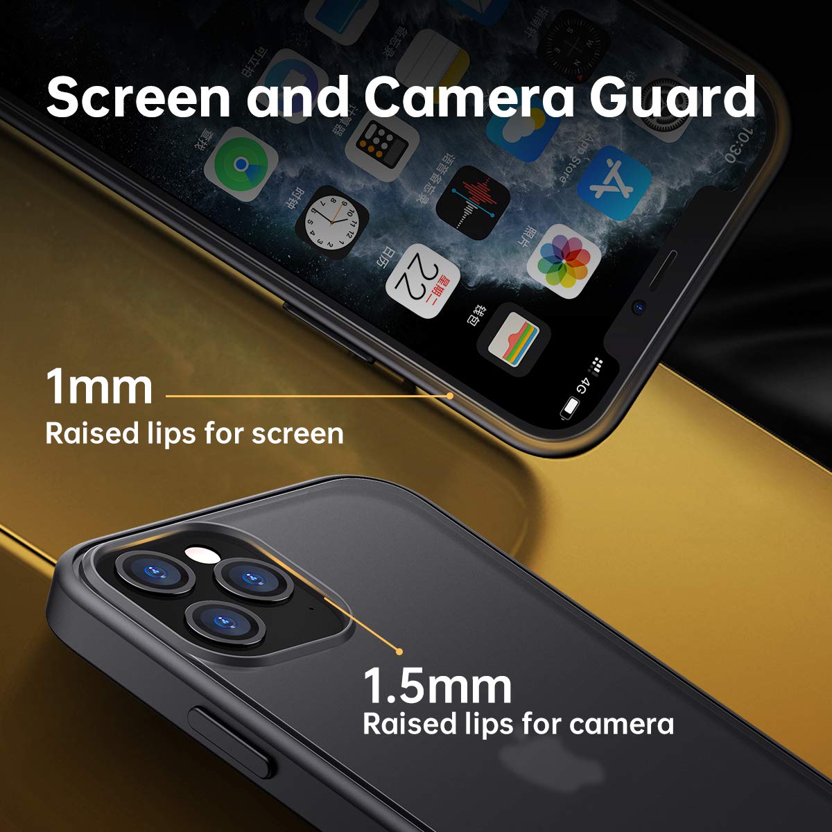 Meifigno Compatible with iPhone 12 Pro Max Case, [Military Grade Drop Tested], Translucent Matte PC with Soft Edges, Shockproof Phone Case Designed for iPhone 12 Pro Max 6.7inch (2020), Black
