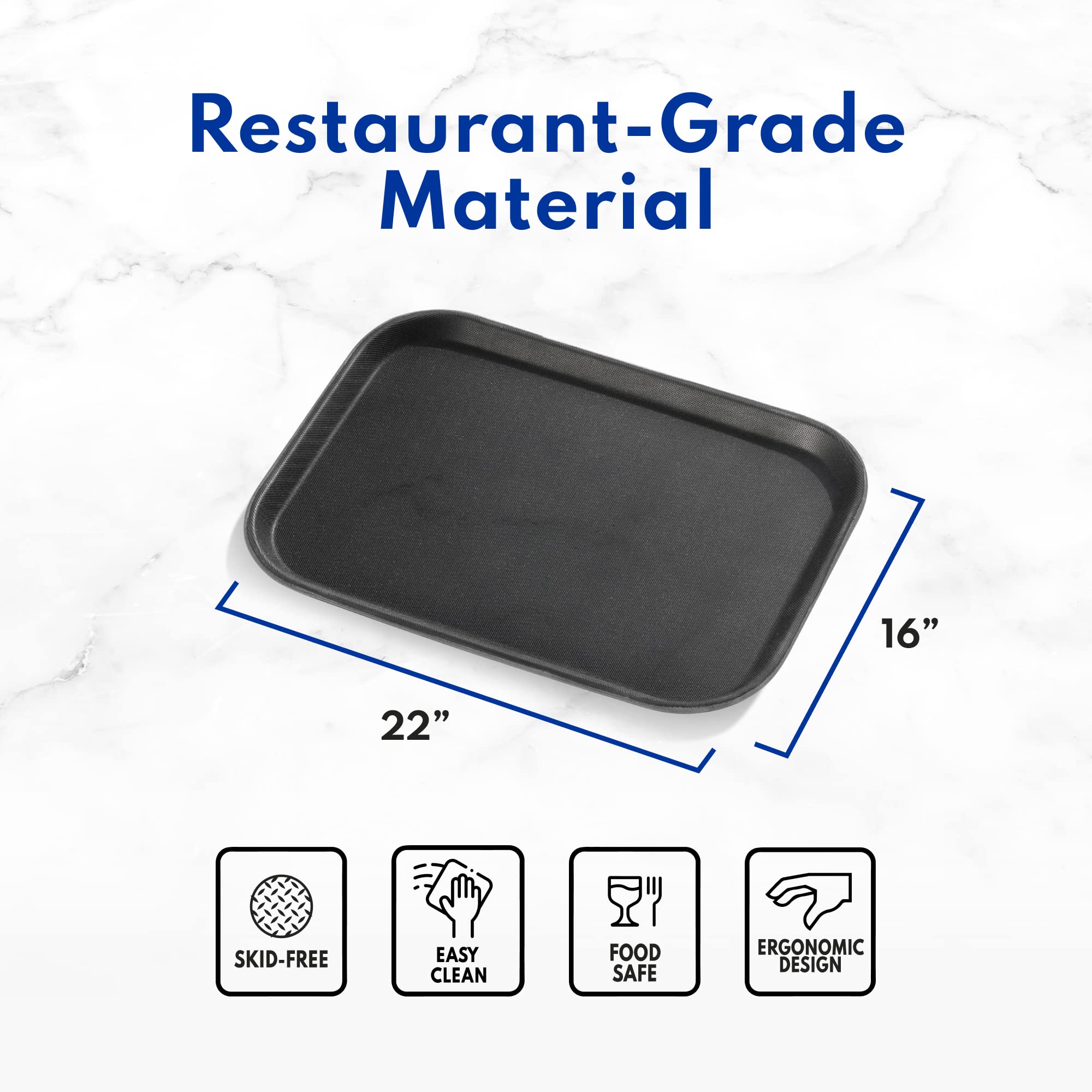 New Star Foodservice 25392 Restaurant Grade Non-Slip Tray, Plastic, Rubber Lined, Rectangular, 18-Inch x 26-Inch (Large), Black