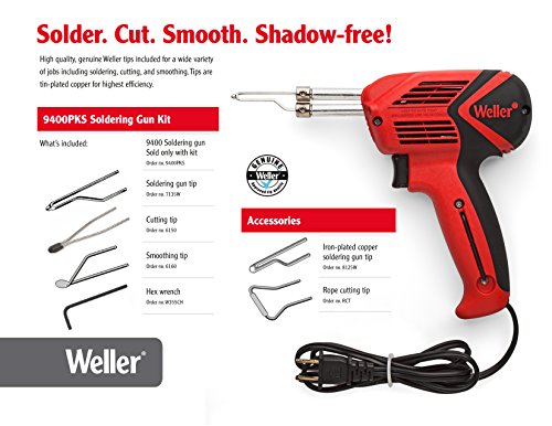 Weller 9400PKS 120V Dual Heat 140/100W Universal Soldering Gun Kit with 6 Second Heat Up Time and LED Lighting