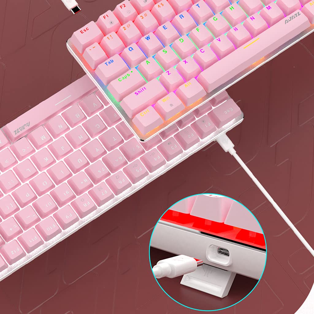 unband Mechanical Gaming Keyboard 82 Keys Wired White Backlit Keyboards Two-Color Injection Cover for Gamer Computer Laptop (Color : Red)