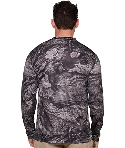 Realtree Men's Performance Fishing Long Sleeve Shirt (Wav3 Light Blue, 3X-Large)