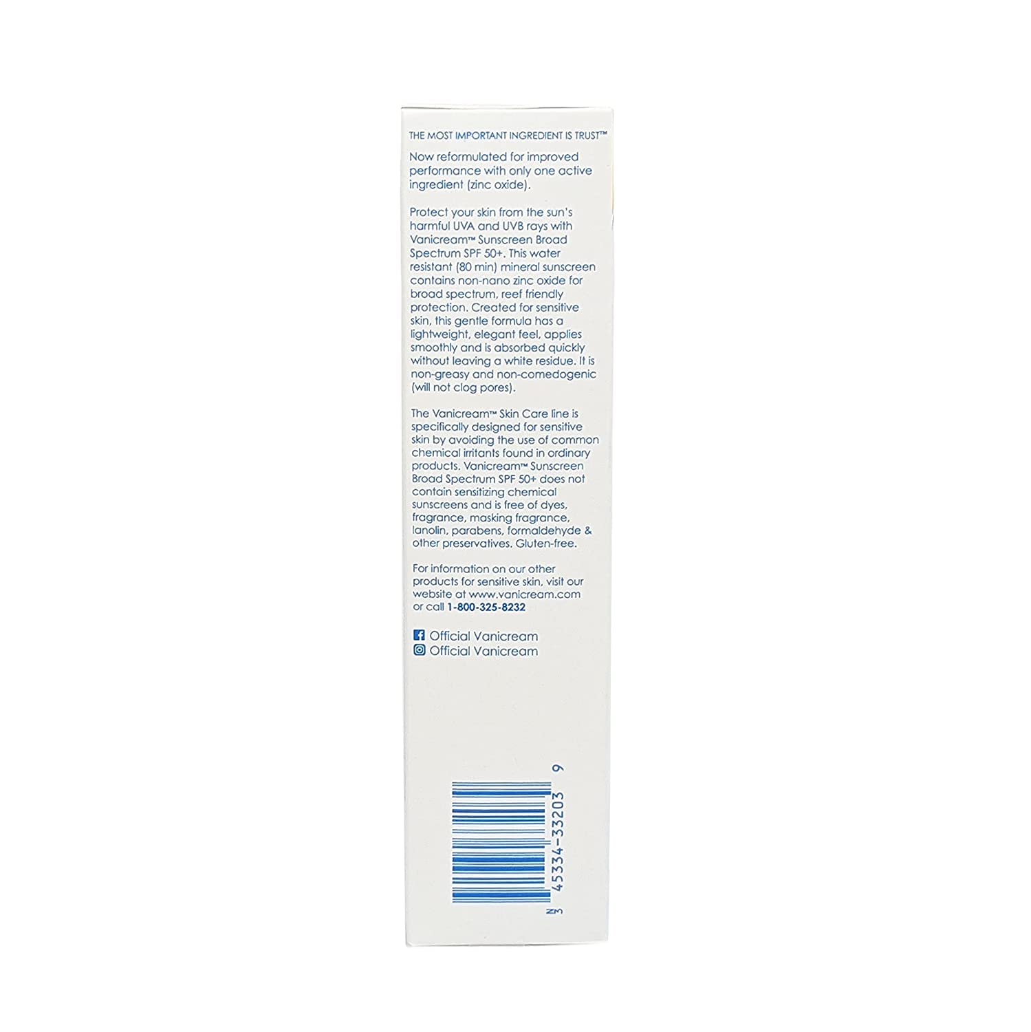 Vanicream, Sunscreen Broad Spectrum SPF 50+ 3 Ounce (Pack of 2)