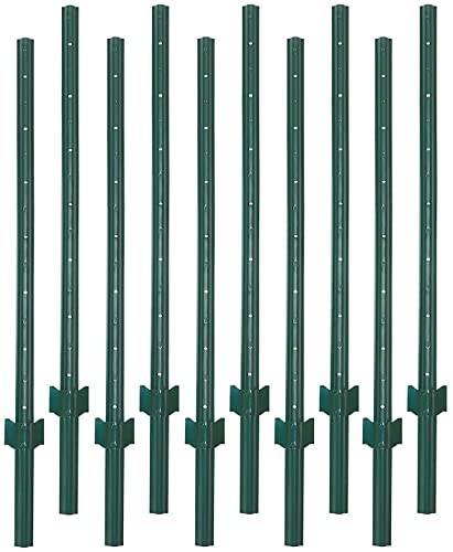 VASGOR 5 Feet Sturdy Duty Metal Fence Post ā Garden U Post for Fencing - 10 Pack