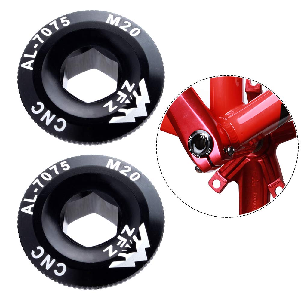 Saipe 2 Pcs M20 Crank Screws Bicycle Crank Arm Screws Aluminum Alloy CNC Crankset Screws Crank Fixing Bolt for MTB Mountain Road Bicycle Riding (Black)