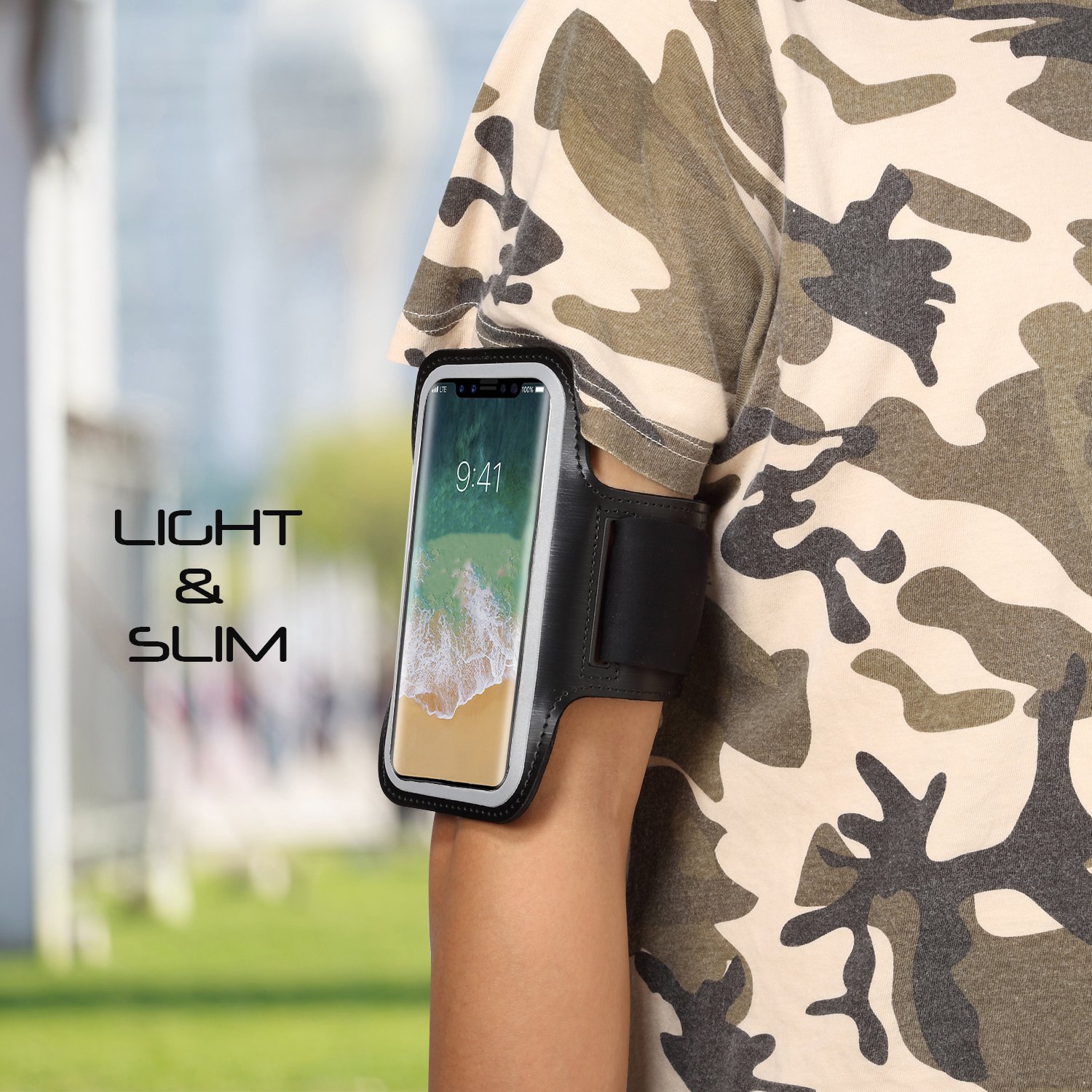 Luvvitt Armband designed for iPhone X / XS Sport Exercise Band with Key Holder Pocket designed for Apple iPhone X and XS with 5.8 inch Screen 2017-2018 - Black