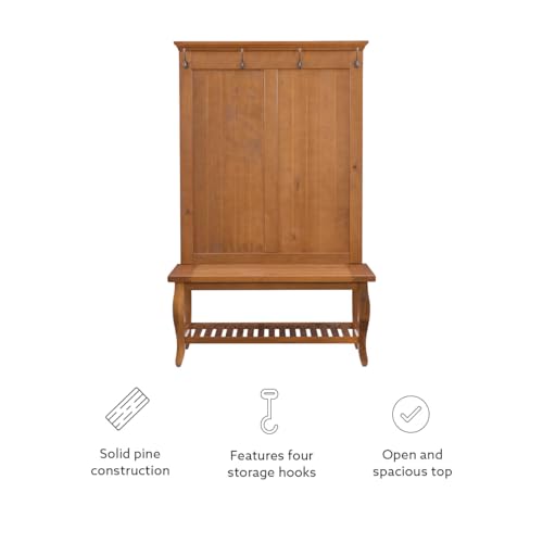 Linon Santa Fe Hall Tree, 40"W x 17.99"D X 64.02"H, Natural