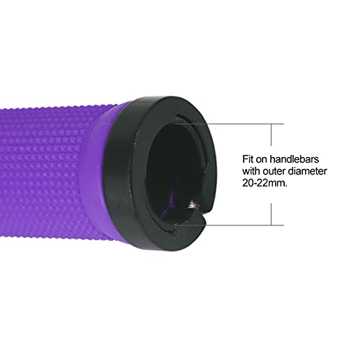 PLATT Bicycle Handle Bar Grips Colorful Rubber Mushroom Grips for BMX/MTB Bikes (2 Pairs) (Purple+end caps)
