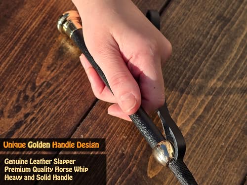 Piece Set 18" Gold and Purple Riding Horse Crop | Genuine Leather Jump Bat Top | Black Faux Handle