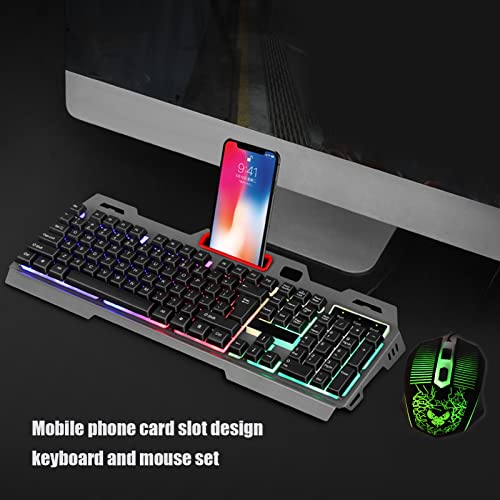 Wired Gaming Keyboard Mouse Combo, 104 Keys RGB Light Reinforced Bottom Keyboard, USB Gaming Keyboard Mouse Set for PC Gamers