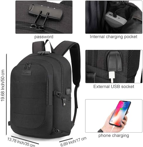 Tzowla Laptop Backpack for Men Women,Travel Work Security Anti Theft Water Resistant Durable Computer Bookbags with USB Charging Port,Gifts, Fit 14.3/15.6 inch Accessories