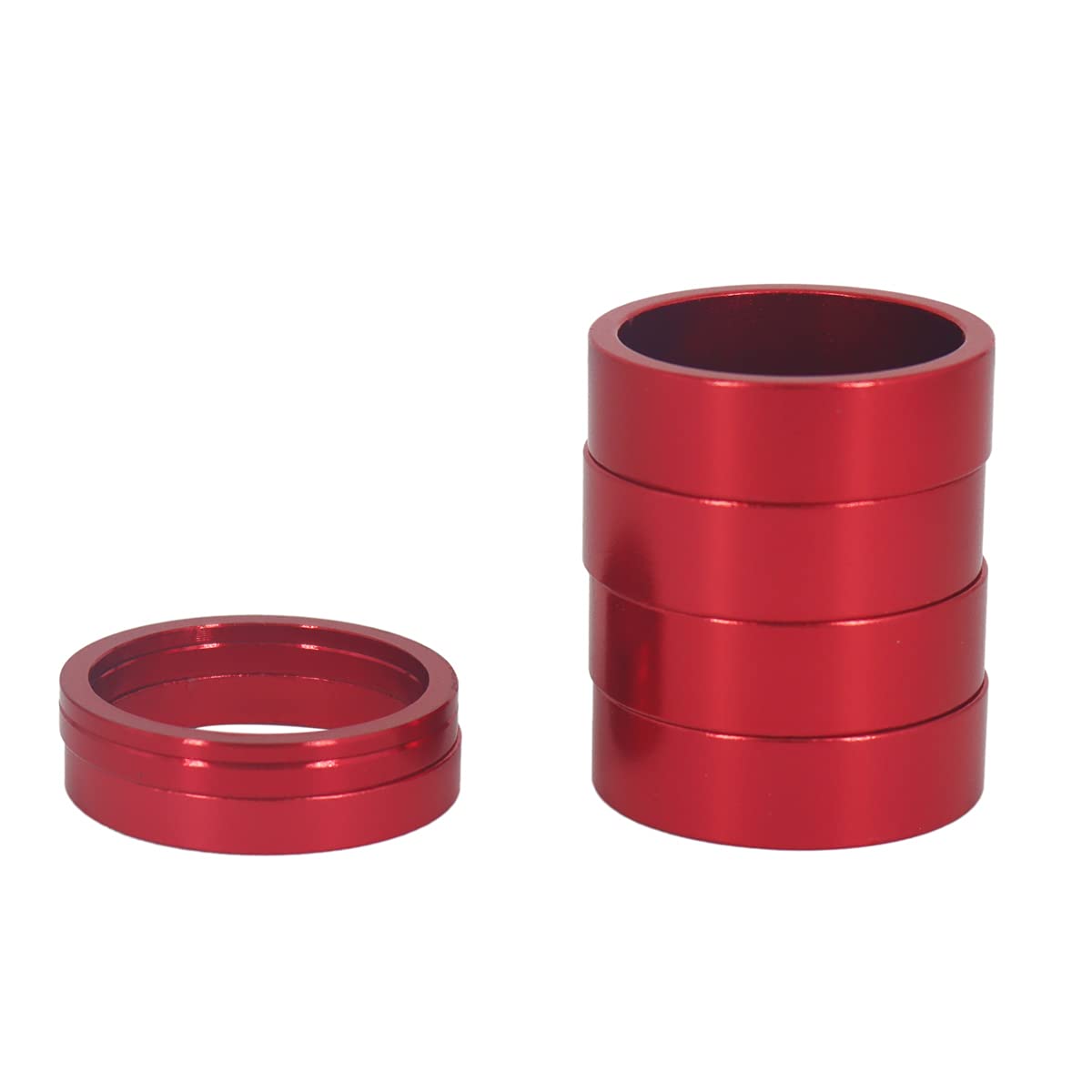 PLATT Bike Headset Spacer Aluminium Alloy Bicycle Stem Headset Spacers Fit 1 1/8-Inch Stem for MTB BMX Road Bikes 2/3/5/10mm(Red 7PCS)
