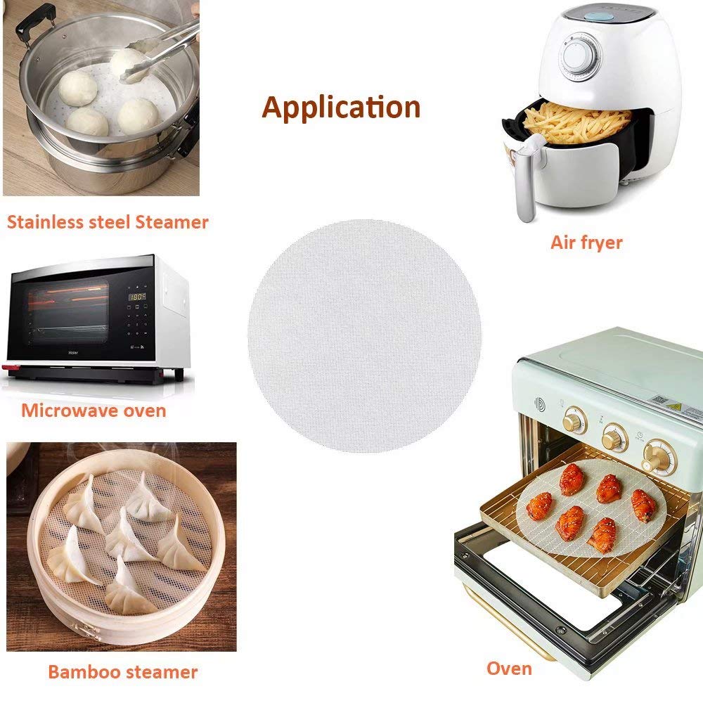 Reusable Silicone Bamboo Steamer Liner 12 inch Round Steamer Mesh Pad for Buns Dumplings Dim Sum, Heat Resisitance&Evenly| Silicone Dumplings Pad, 6 Pack, White, 12''