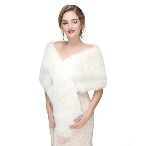 Women's Faux Fur Shawl Wraps and Bolero Shrug Faux Mink Stole for Wedding