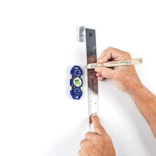 Vaughan Magnetic Stud Finder Leveler, 4 Pack, Locate Screws, Nails, Metal Studs with Magnet, Level Tool, Drywall, Plaster, Blue - 240277