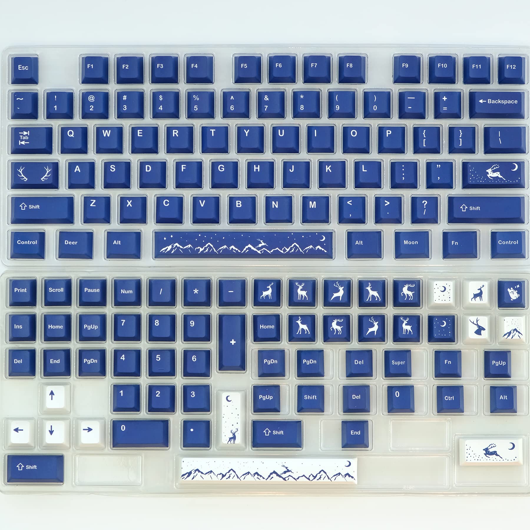 UniCusMech 137 Keys Cherry Profile PBT Dye Sublimation keycap Set for 61/84/104/108 Keys US ANSI Layout Mechanical Gaming Keyboard for Gateron Kailh Cherry MX Switches(Moon Stag)