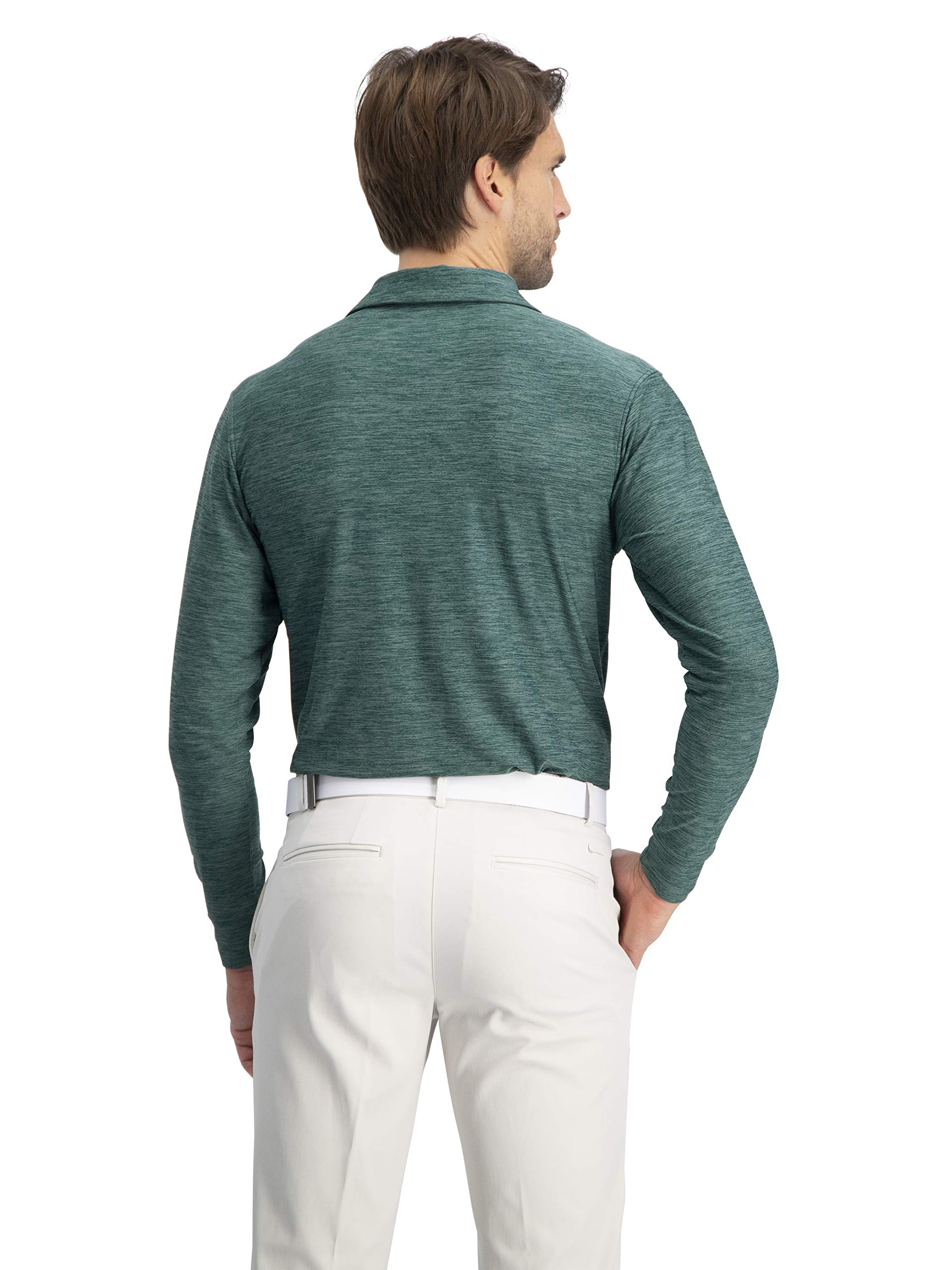 Men's Dry Fit Long Sleeve Golf Shirt - Quick Dry Polo Shirts - UPF 30, Stretch Fabric Royal Blue