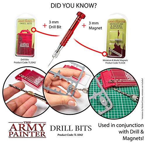 The Army Painter Drill Bit Set - 10 Small Drill Bits for Pin Vise Hand Drill - Wargamers Micro Drill Bit Set for Miniatures- Mini Twist Drill Bits