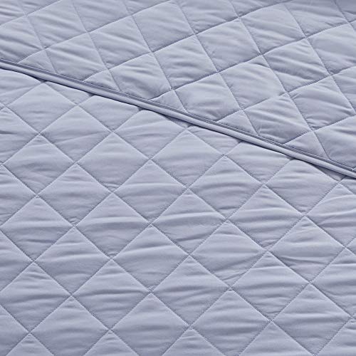 Madison Park Erica Comforter Quilt Combo Set - Modern Luxury Design, All Season Down Alternative Bedding, Matching Shams, Decorative Pillows, Full/Queen(90"x90"), Floral Blue 8 Piece