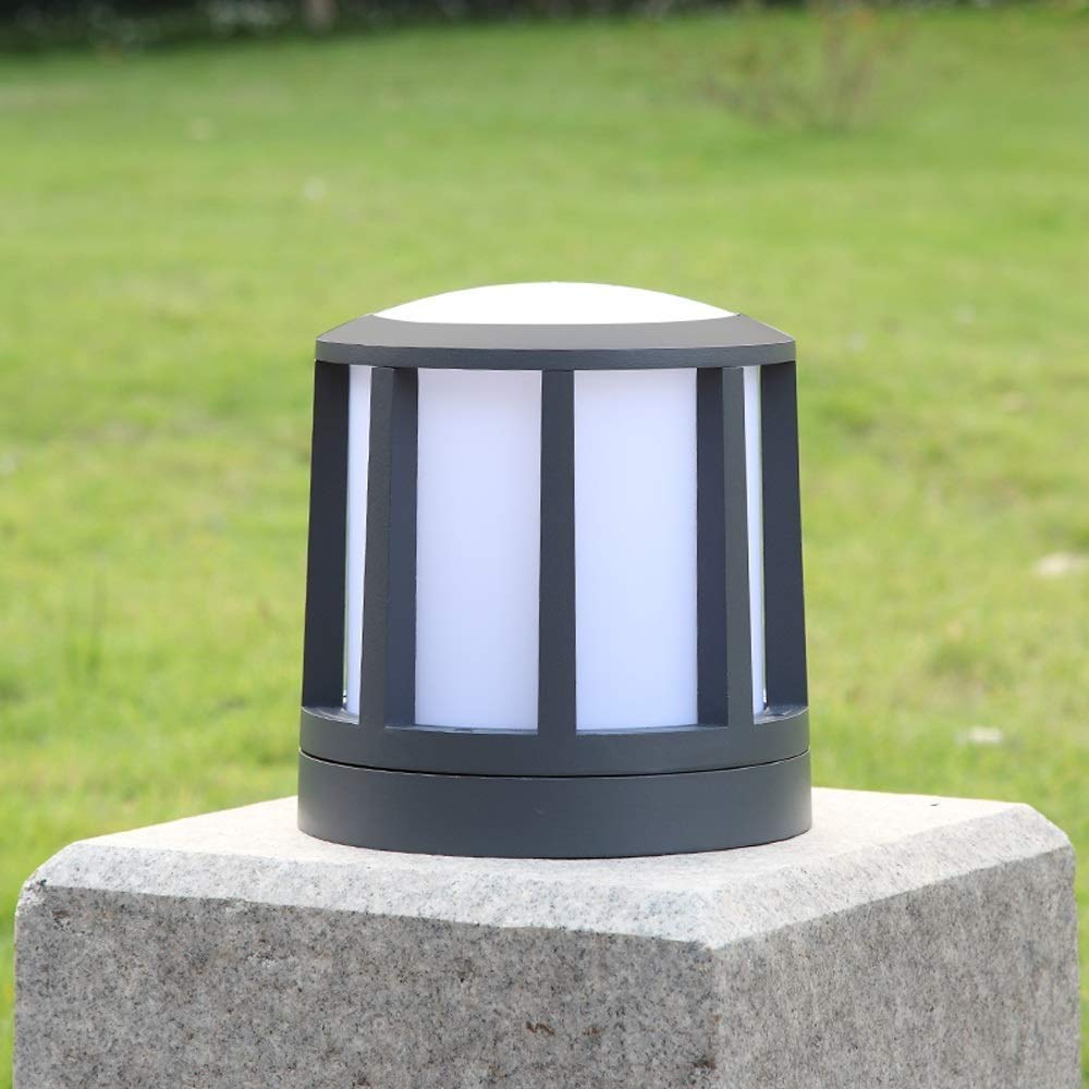 Liunce Oval Metal Aluminum Column Lights Grey Creative Waterproof Outdoor Pillar Lamps Courtyard Garden Street Park Home Villa Community Lighting Decorative Post Lights E27 Edison